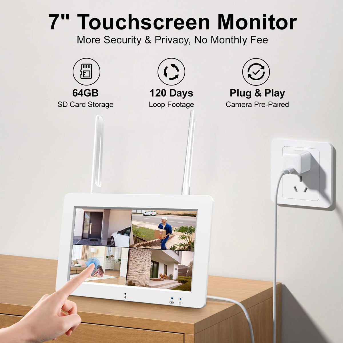 HXVIEW Solar Wireless Security Camera System with 7" Touchscreen Monit – Bulwark Technology