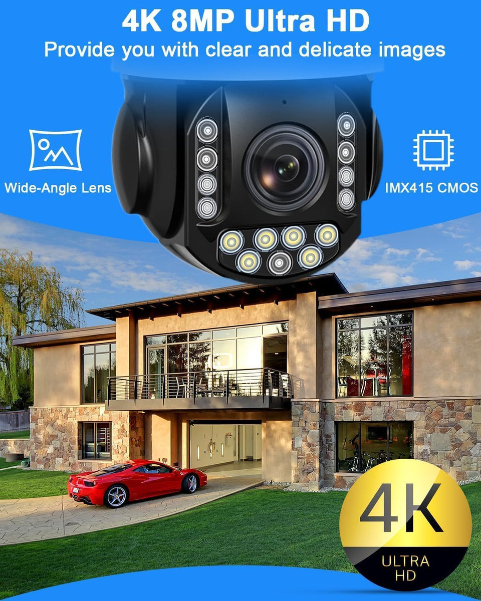 4K PTZ Security Camera Outdoor with 30X Optical Zoom, 1000FT Laser Nig ...
