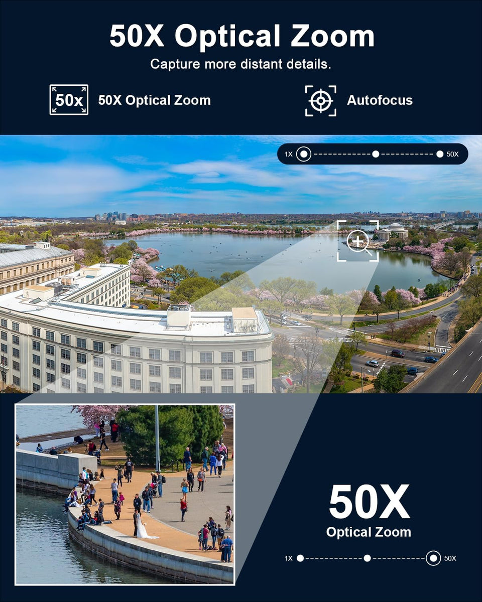 4K PTZ Security Camera Outdoor with 50X Optical Zoom, High-Speed 360 ...