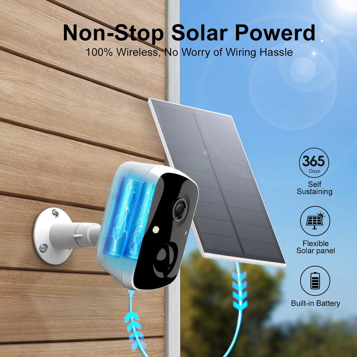 Solar Camera Outdoor Wireless, 4MP WiFi Battery Powered Security Camer ...